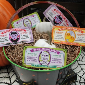 Halloween Play Money Printables, Halloween Coupons, Play Money Coupons ...