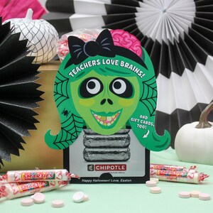 Zombie Halloween Teacher Gift, Teachers Love Brains, Gift Card Holder ...