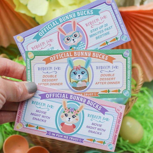 Printable Easter Egg Fillers Easter Coupons Bunny Bucks - Etsy