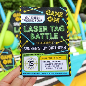 Laser Tag Party Invitation Printable, Laser Tag Birthday Party, Kids ...
