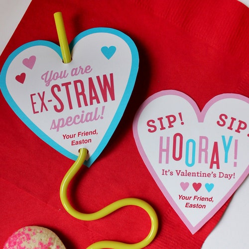 Crazy Straw Valentine Classroom Valentine Kids Valentine - Etsy