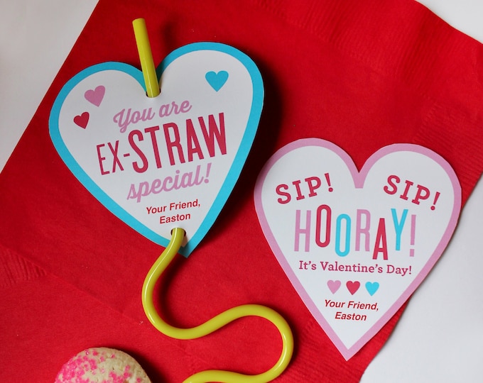 Crazy Straw Valentine Classroom Valentine, Kids Valentine, Valentine ...