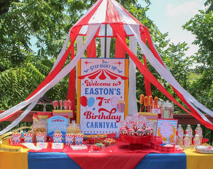 Carnival Birthday Party Backdrop Printable, Carnival, Kids Birthday ...