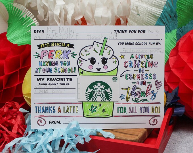 Coffee Teacher Appreciation Coloring Page and Gift Card Holder ...