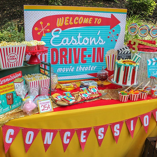 Retro Drive-in Movie Birthday Party Ticket Booth Printable - Etsy
