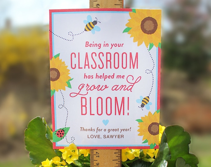 Bloom in Your Classroom Teacher Gift Tag Printable, Teacher ...