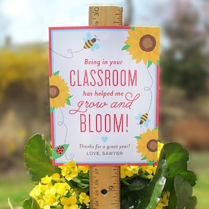 Bloom in Your Classroom Teacher Gift Tag Printable, Teacher ...
