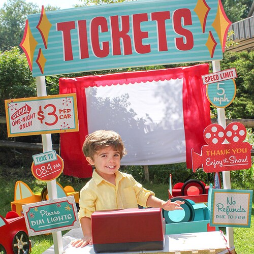 Retro Drive-in Movie Birthday Party Ticket Booth Printable | Etsy