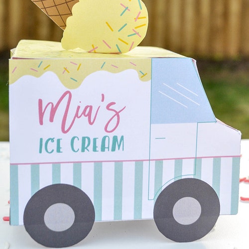 Ice Cream Truck Favor Box Personalized Printable PDF Ice | Etsy