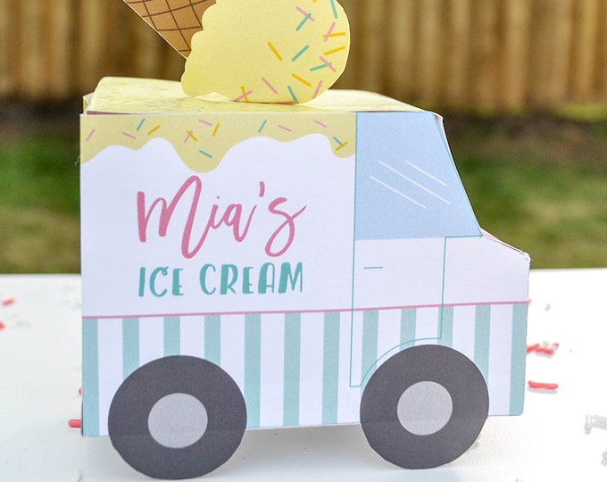Ice Cream Party Favor Box, Ice Cream Truck Cupcake Box Set of 4, Bakery ...