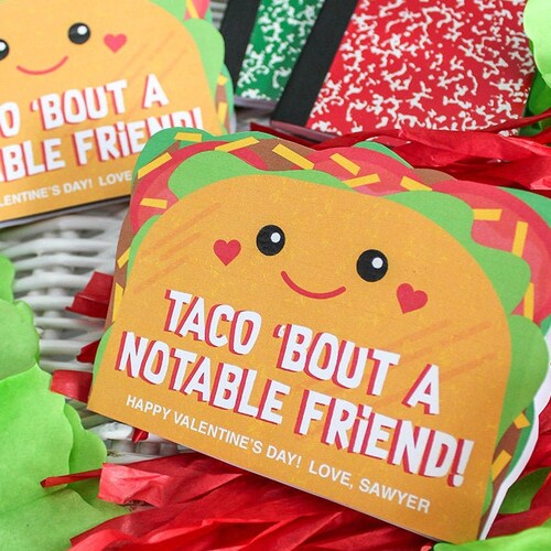 Taco Notebook Kids Valentine Printables Taco Notebook - Etsy