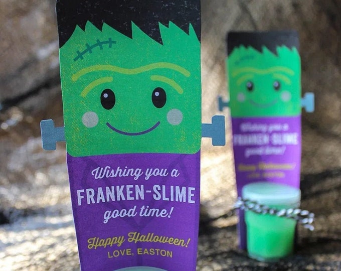 Franken-slime Halloween Treat Printable Tag, Classroom Halloween Treat ...