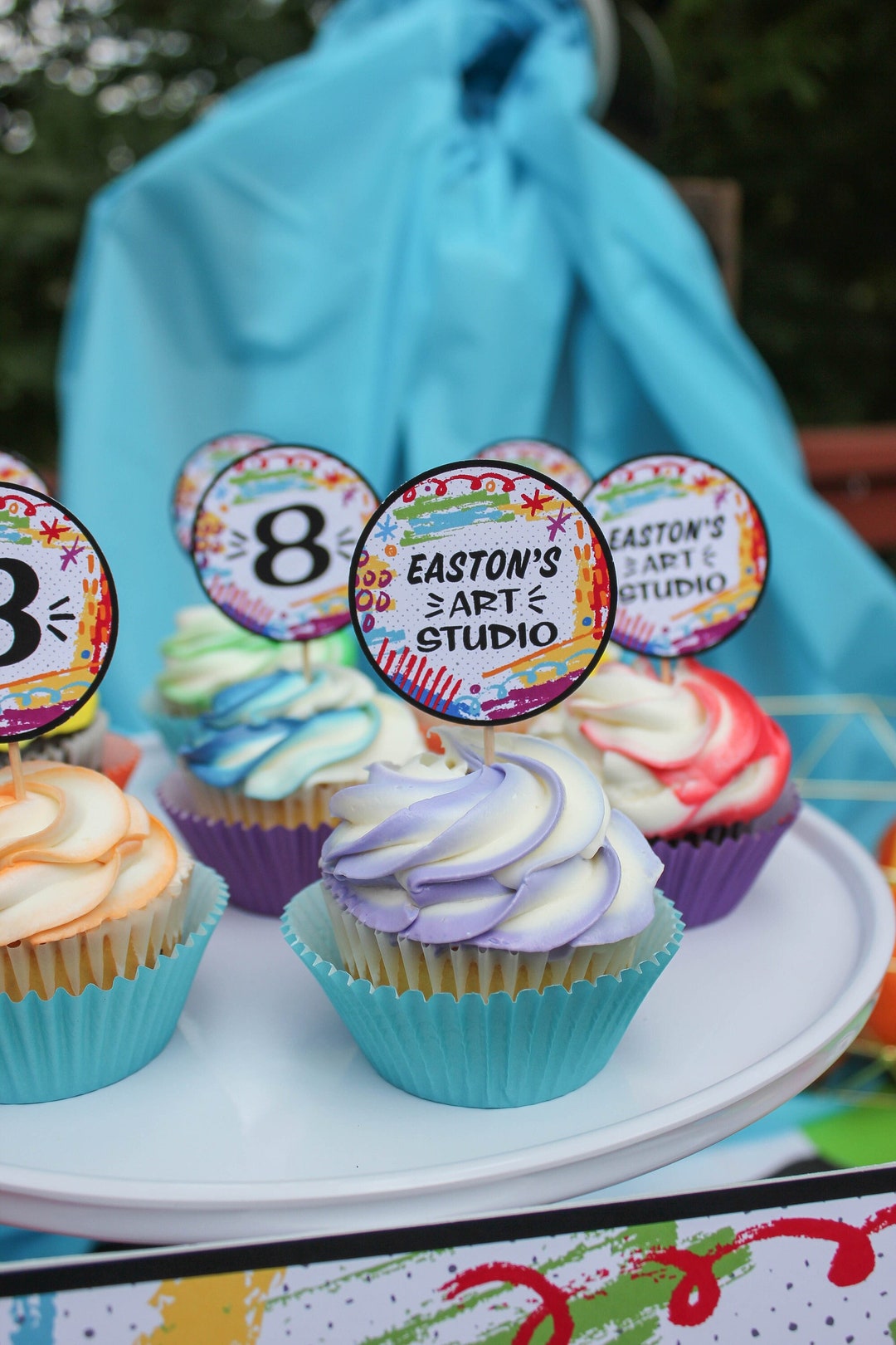 Art Party, Cupcake Toppers, Circle Labels, Art Birthday Party ...