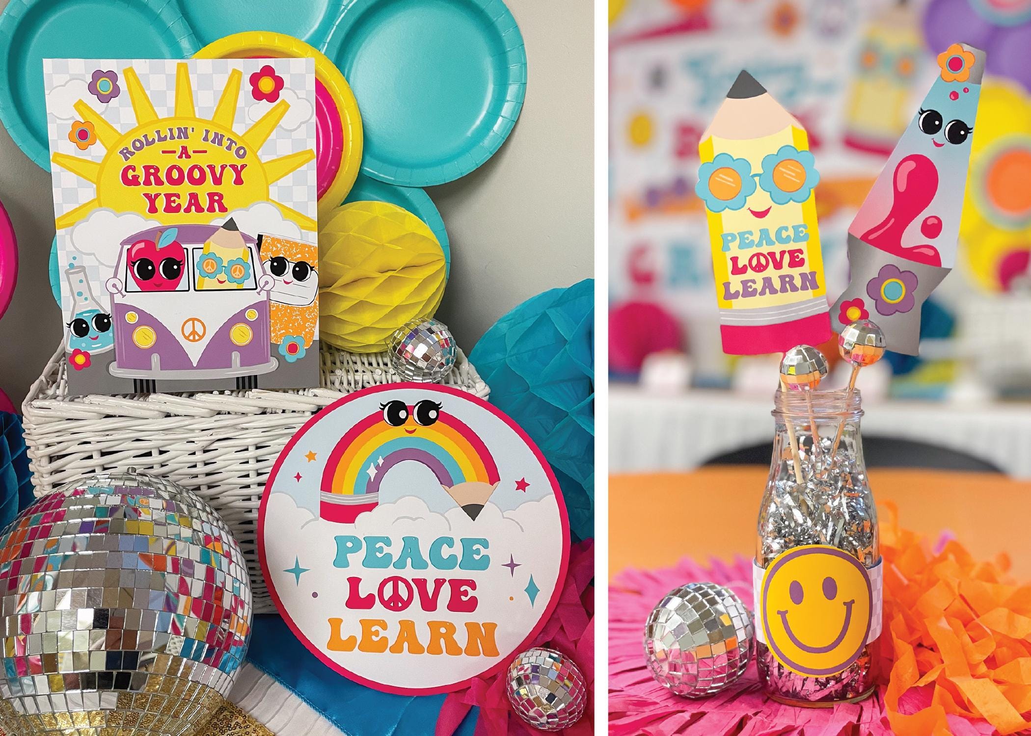 Back to School Teacher Appreciation Printables: Groovy 70s Theme ...
