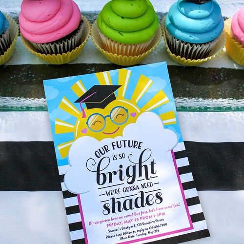 Graduation Party Invitation Future is Bright Kindergarten - Etsy