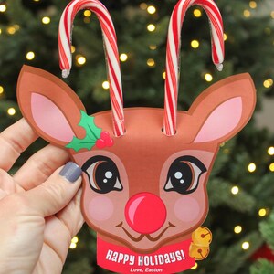 Christmas Reindeer Treat Printable, Christmas Gift Tag, Candy Cane ...