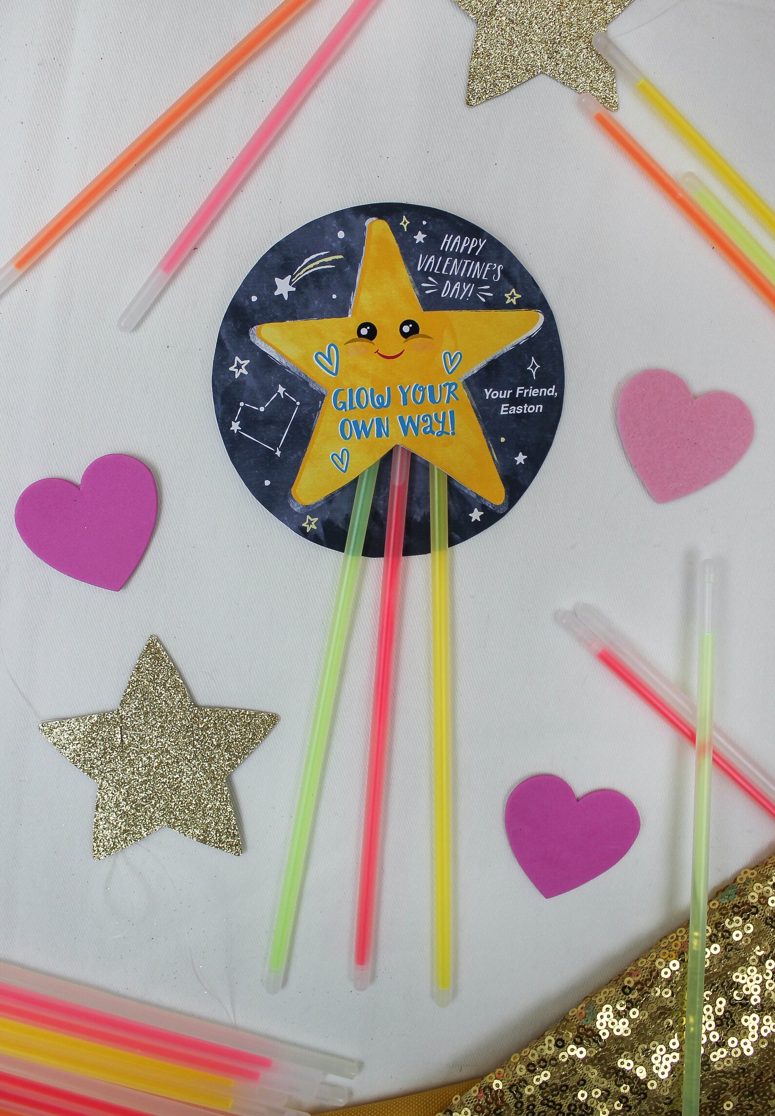 Shooting Star Valentine, Glow Stick Valentine, Kids Valentine, School ...