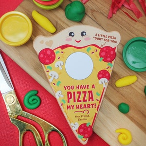 Pizza Play Dough Valentine Printable, Non-candy Valentine, Printable ...
