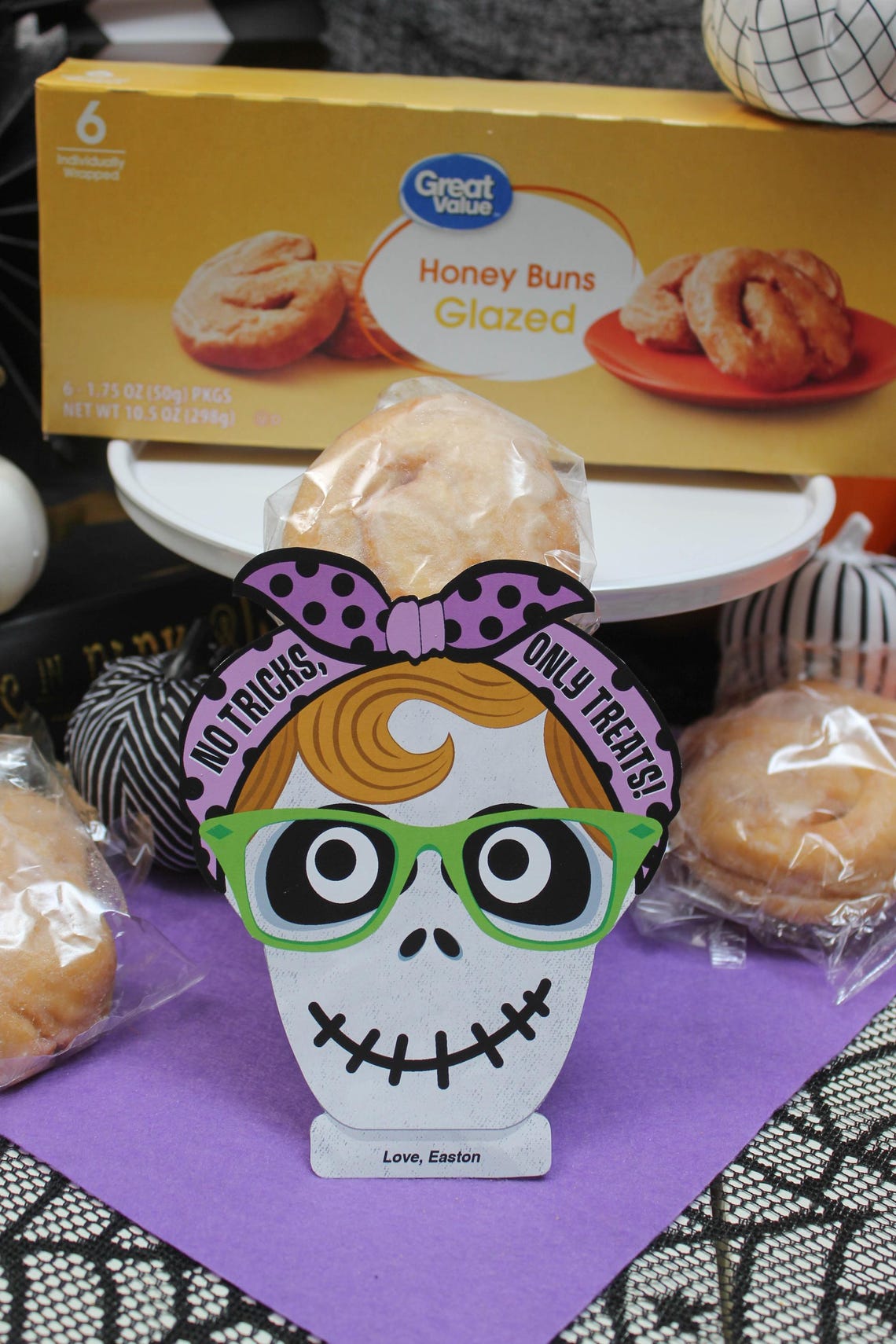 Skeleton Cinnamon Roll Halloween Treat Printable, Halloween Treat Bag ...