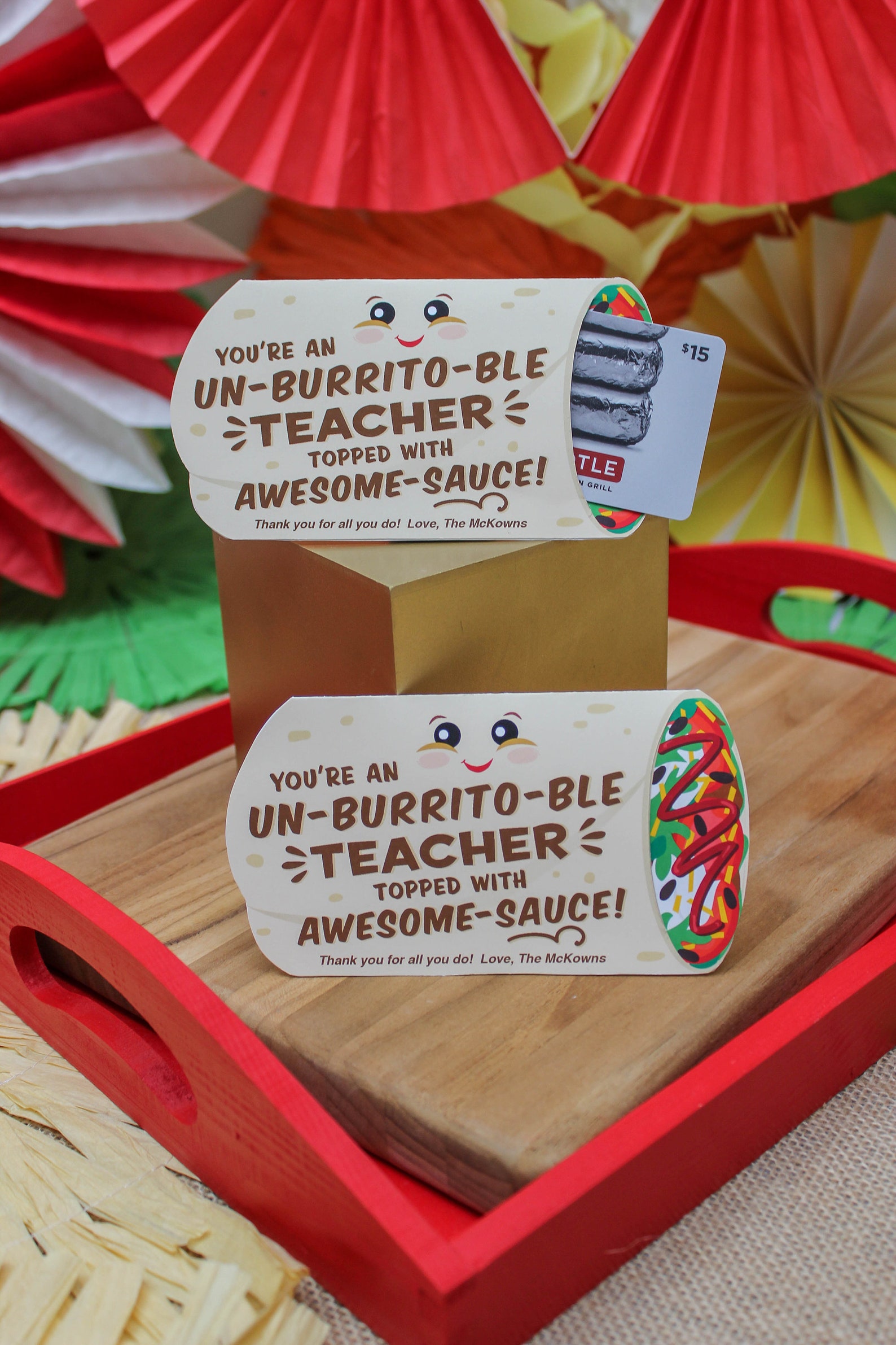 Taco and Burrito Teacher Gift Card Holder Printable, Instant Download ...