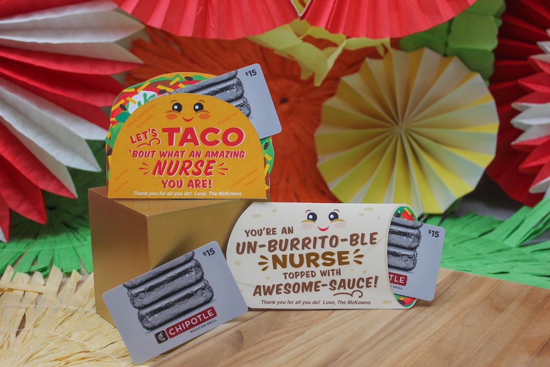Taco and Burrito Nurse Gift Card Holder Printable, Nurses Week Gift ...