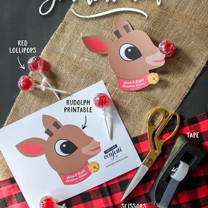 Rudolph Lollipop Christmas Printable - Christmas Gift Tag, Treat Tag ...