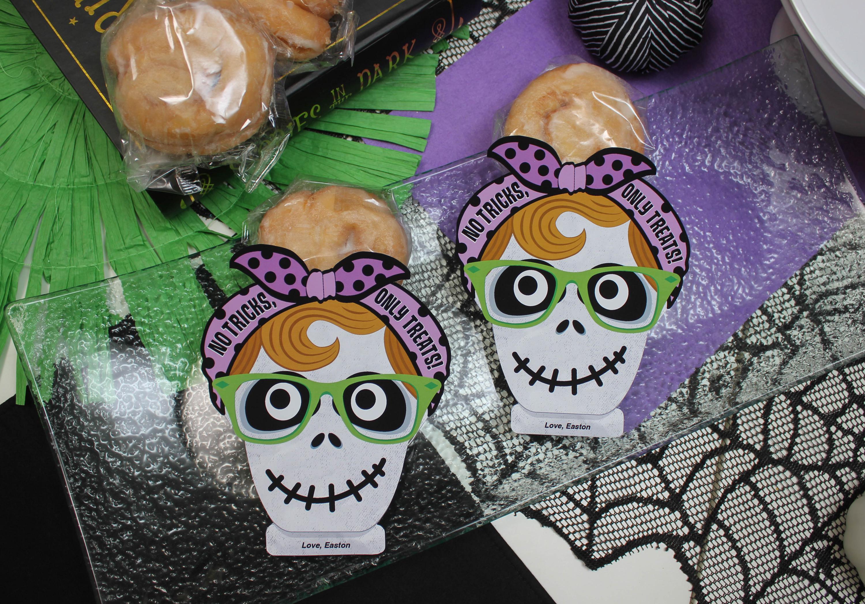 Skeleton Cinnamon Roll Halloween Treat Printable, Halloween Treat Bag ...