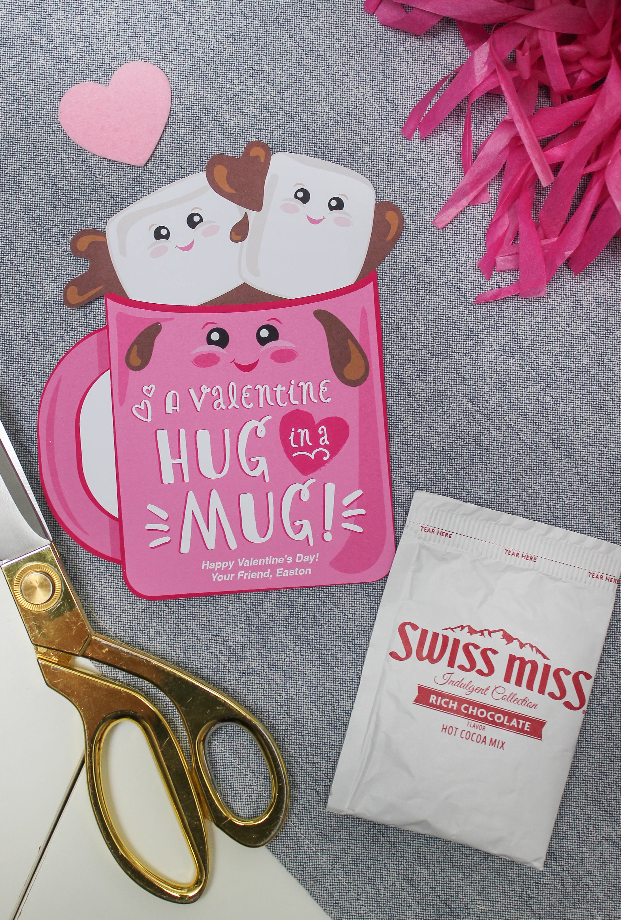 Hot Cocoa Kids Valentine Printable, Hug in a Mug, Hot Chocolate ...