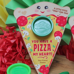 Pizza Play Dough Valentine Printable, Non-candy Valentine, Printable ...