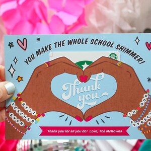 Whole School Shimmer Teacher Gift Card Holder Printable, Heart Hands ...