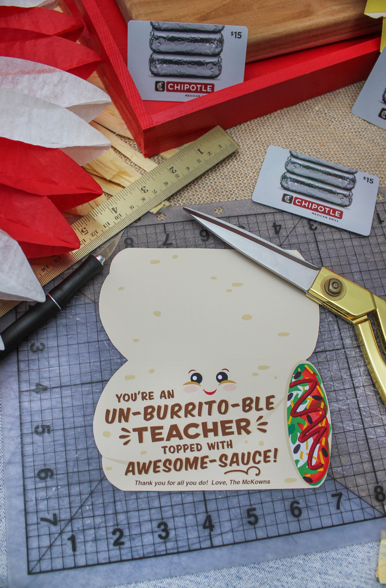 Taco and Burrito Teacher Gift Card Holder Printable, Instant Download ...