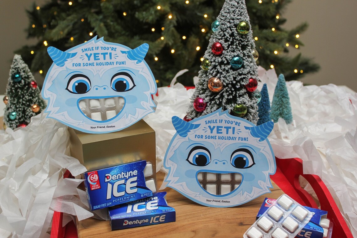 Chewing Gum Yeti Printable, Holiday Printable, Classroom Holiday Gift ...