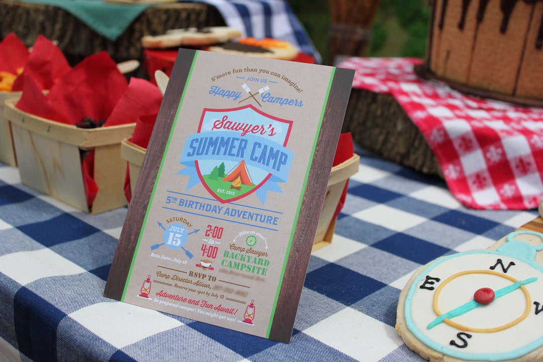Summer Camp Birthday Party Invitation - Camp Invitation, S'mores ...