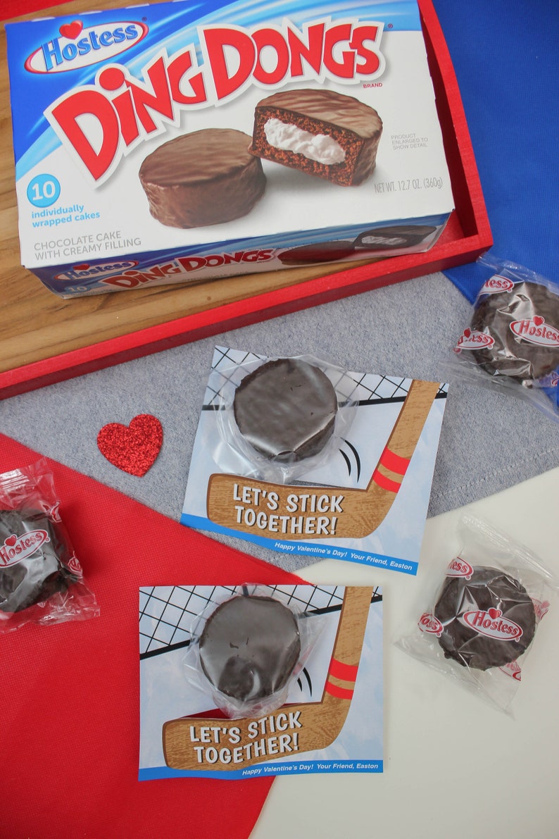 Hockey Valentine Printable, Kids Valentine, Ding Dongs Hockey Puck ...
