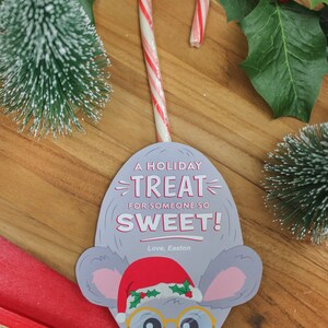 Christmas Mice Candy Cane Treat Printable, Christmas Gift Tag, Treat ...