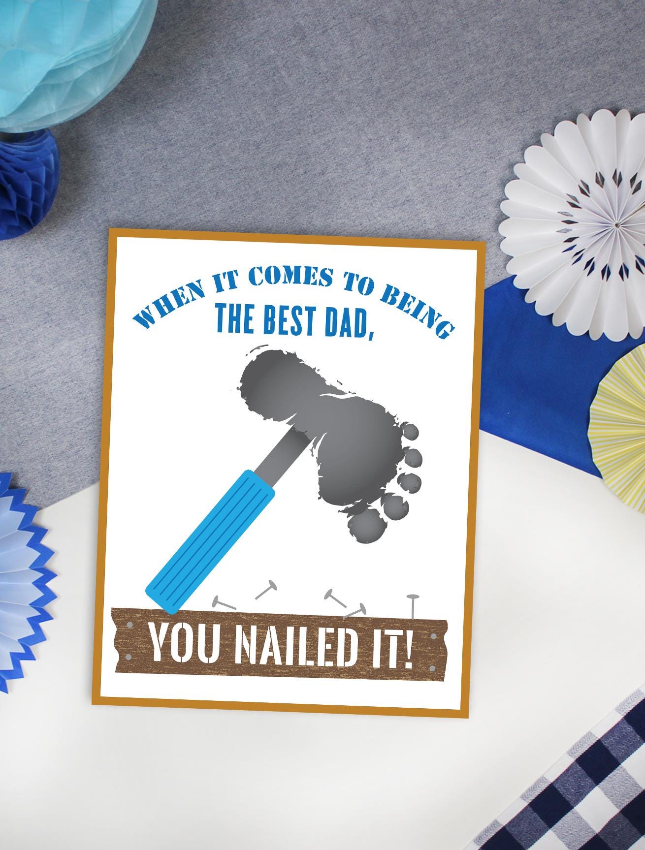 Father's Day Handprint & Footprint Art Printable Bundle Pack, Handprint ...