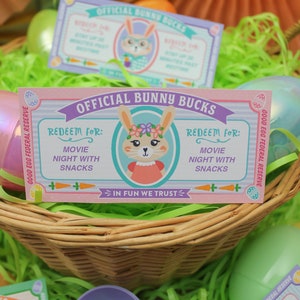 Easter Bunny Bucks Printables, Easter Play Money, Easter Egg Filler ...