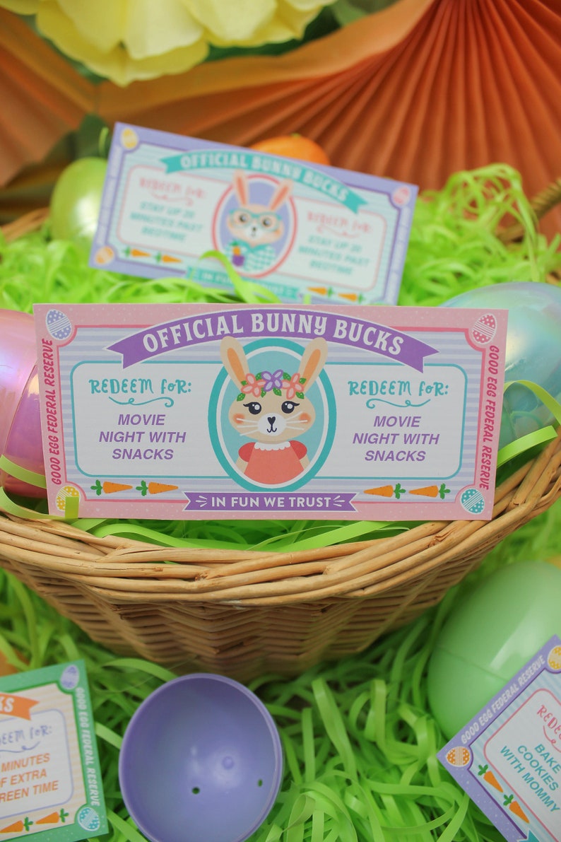 Easter Bunny Bucks Printables, Easter Play Money, Easter Egg Filler ...