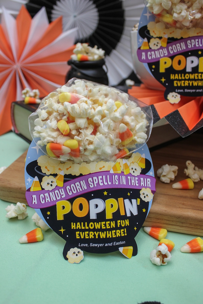Popcorn Halloween Treat Printable Halloween Treat Bag Tag - Etsy