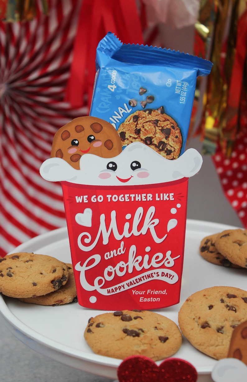 Cookies and Milk Kids Valentine Printables for Chips Ahoy | Etsy