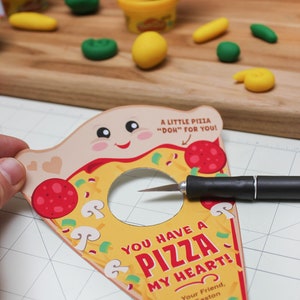 Pizza Play Dough Valentine Printable, Non-candy Valentine, Printable ...