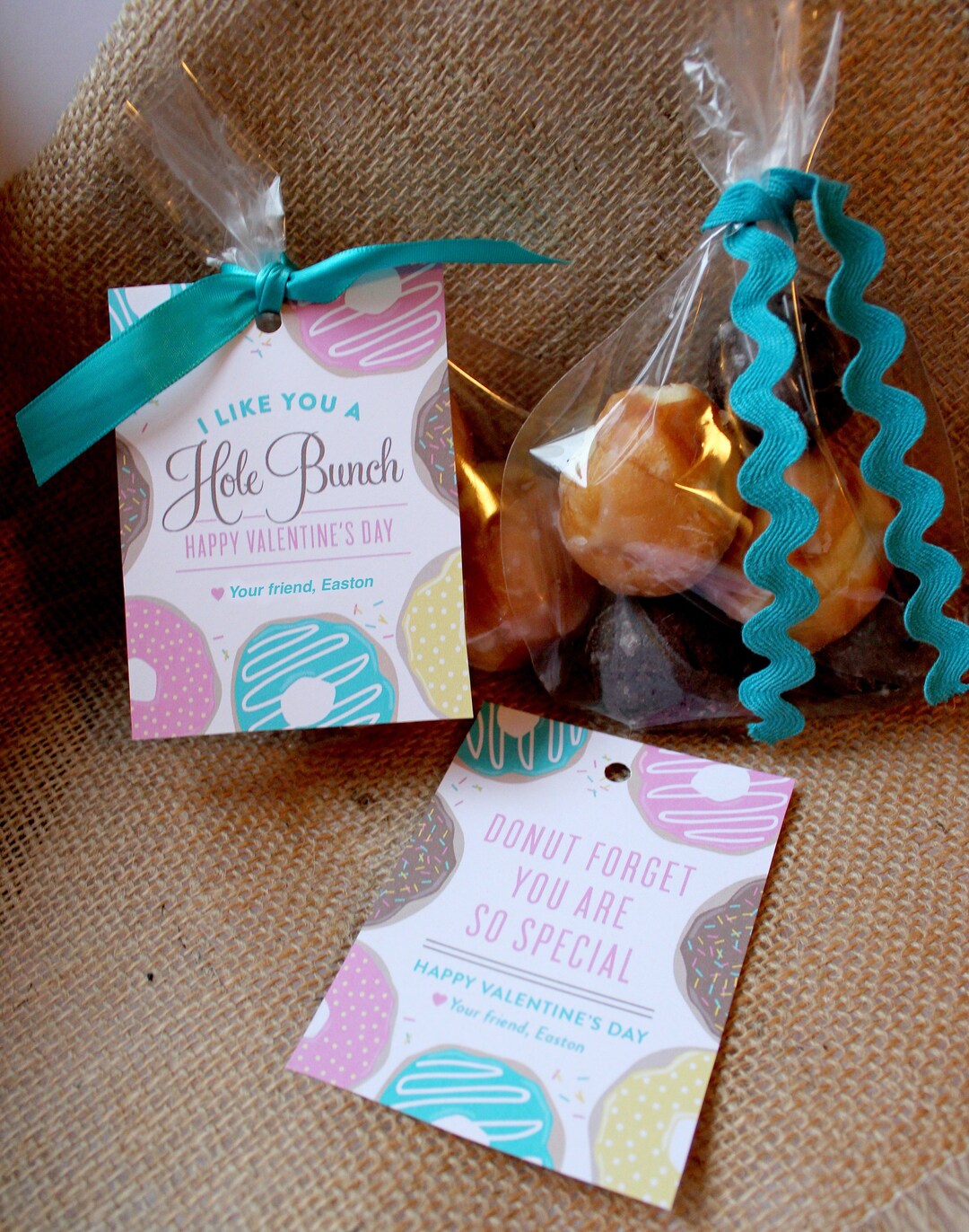 Donut Valentine - Personalized Editable PDF Printable, Classroom ...