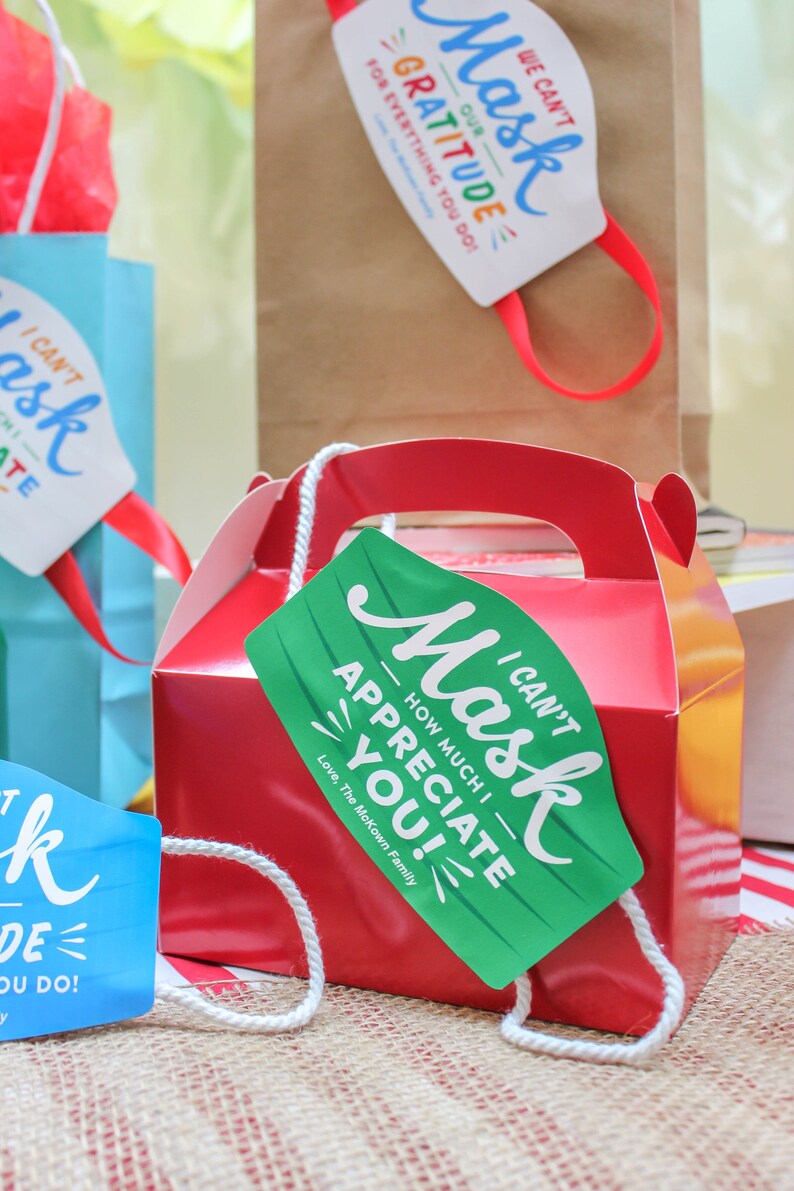 Can't Mask Our Gratitude PRINTABLE Gift Tag Mask Gift - Etsy