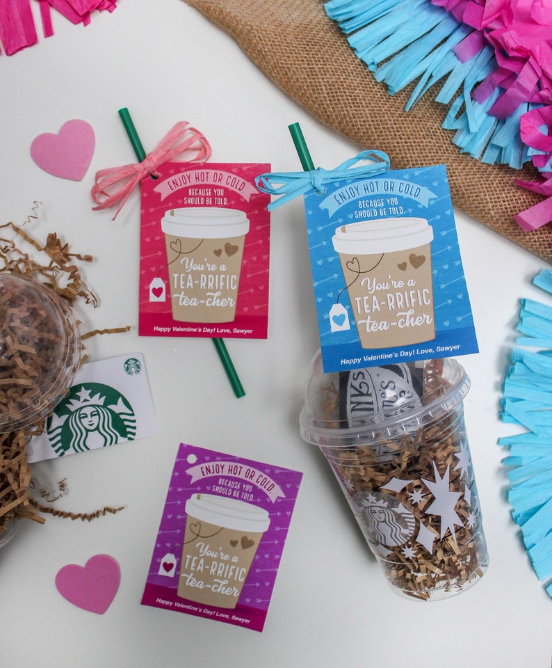 You're a Tea-riffic Teacher Valentine Printable Teacher - Etsy