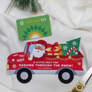 Christmas Fuel Gift Card Holder Printable, Santa Gas Gift Card, Gift ...