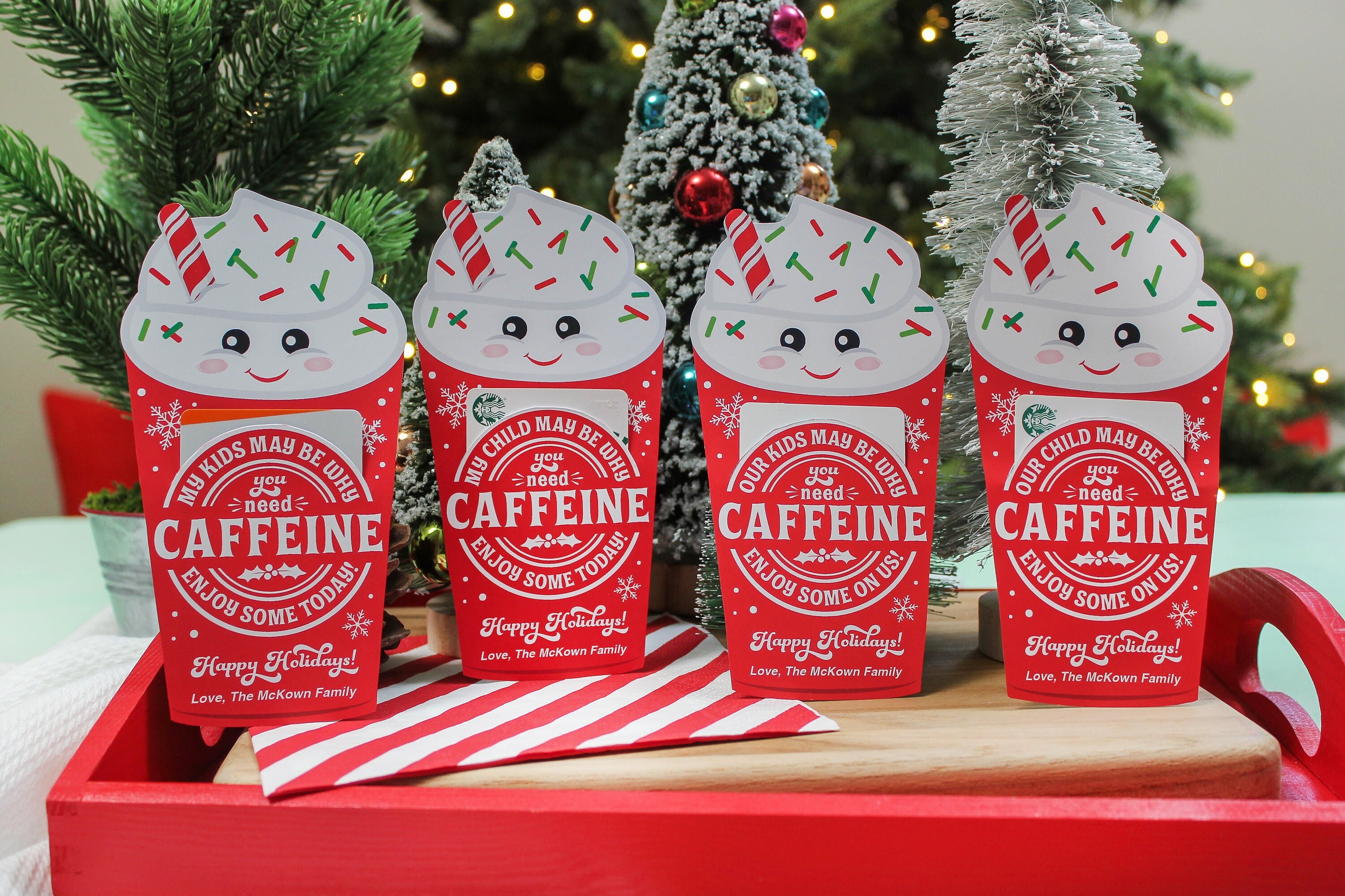 Need Caffeine Holiday Coffee Gift Card Printable, Teacher Gift, Teacher ...