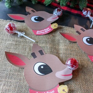 Rudolph Lollipop Christmas Printable - Christmas Gift Tag, Treat Tag ...