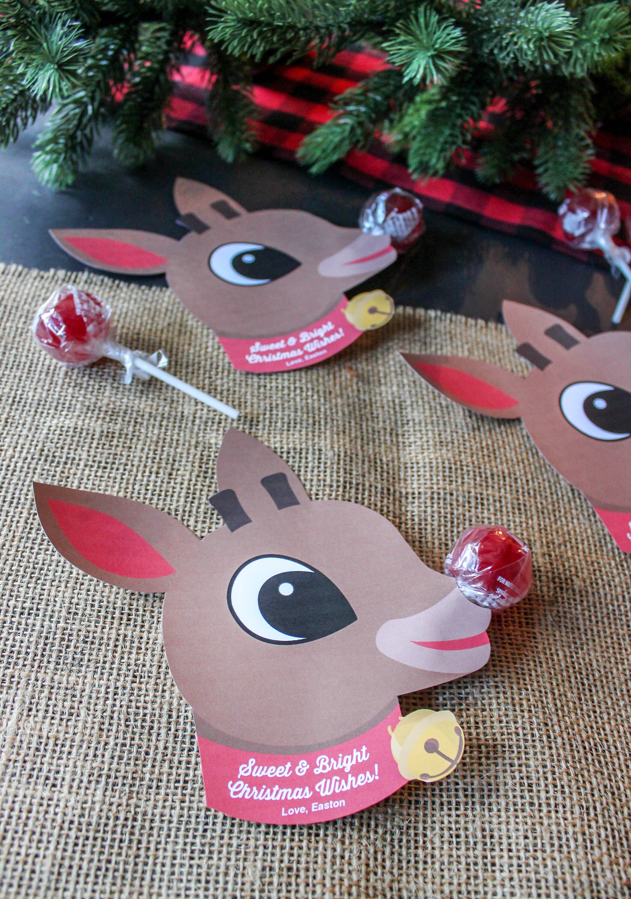 Rudolph Lollipop Christmas Printable - Christmas Gift Tag, Treat Tag ...
