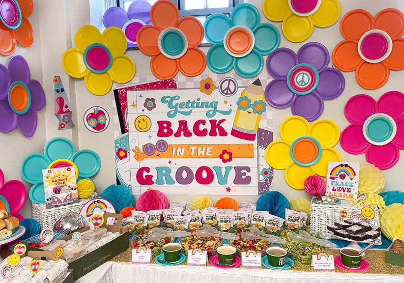 Back to School Teacher Appreciation Printables: Groovy 70s Theme ...