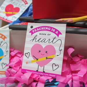 Teaching is a Work of Heart Printable Gift Tag, Teacher Gift, Valentine ...